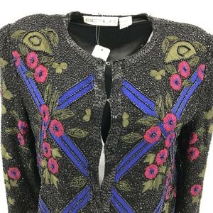 Scala | Jackets & Coats | Vintage Scala Floral Beaded Sequin Jacket Sz ...